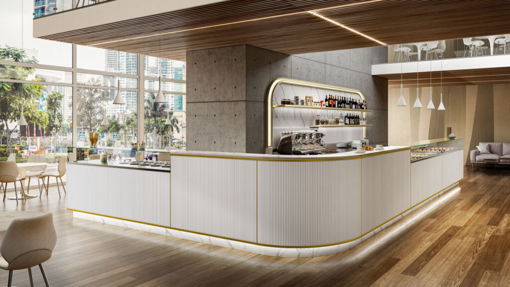 Display showcases, counters, cabinets for food and beverage